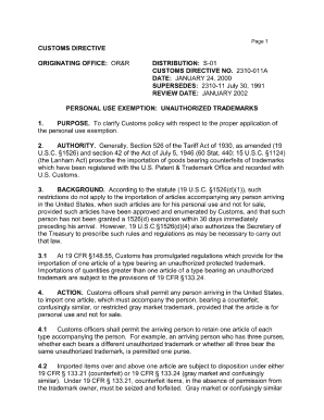 Fillable Online cbp customs directive 2310 011a form Fax Email Print ...