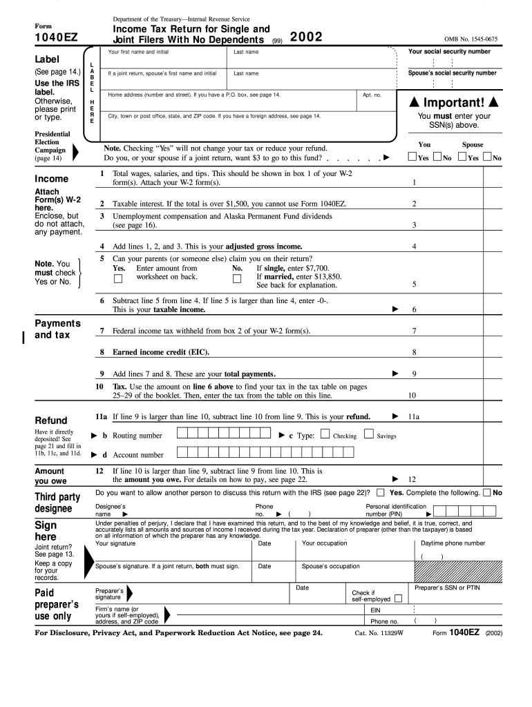 Printable Form 1040