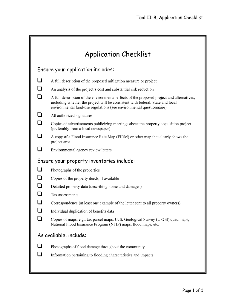Fillable Online Application Checklist Fax Email Print - pdfFiller