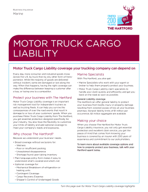 Hartford Motor Truck Cargo Application - Fill Online, Printable ...