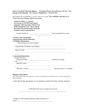 Fillable Online reg e or merchant dispute form Fax Email Print - pdfFiller