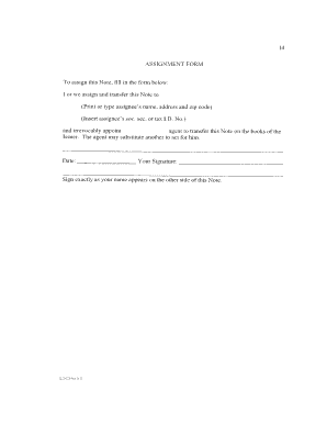 Fillable Online To assign this Note, fill in the form below I or we ...