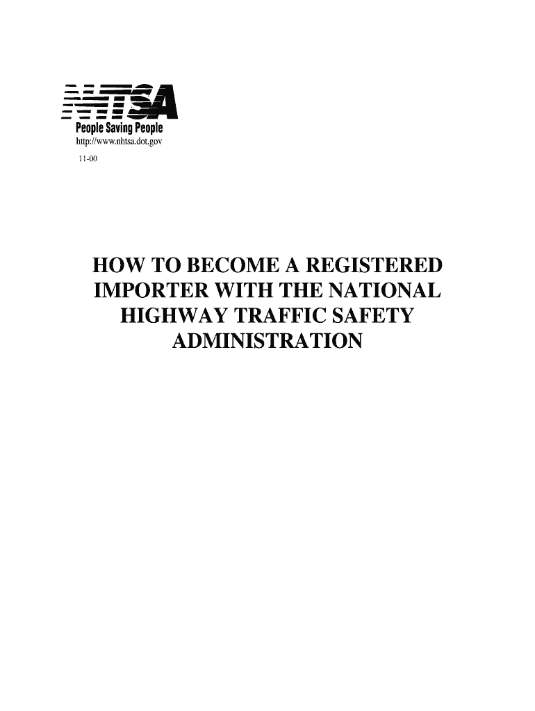 Fillable Online nhtsa registered importer filetypepdf filetypeps ...