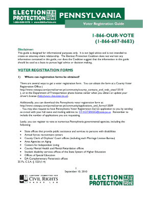 Bill Of Sale Form Pennsylvania Voter Registration | pdfFiller