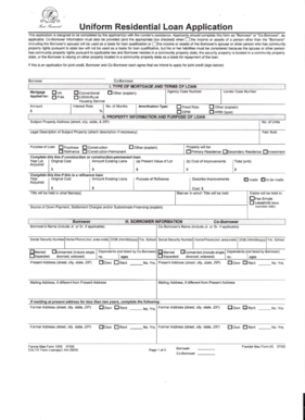 Fillable Online ffcash Uniform Residential Loan Application - ffcash Fax Email Print - pdfFiller