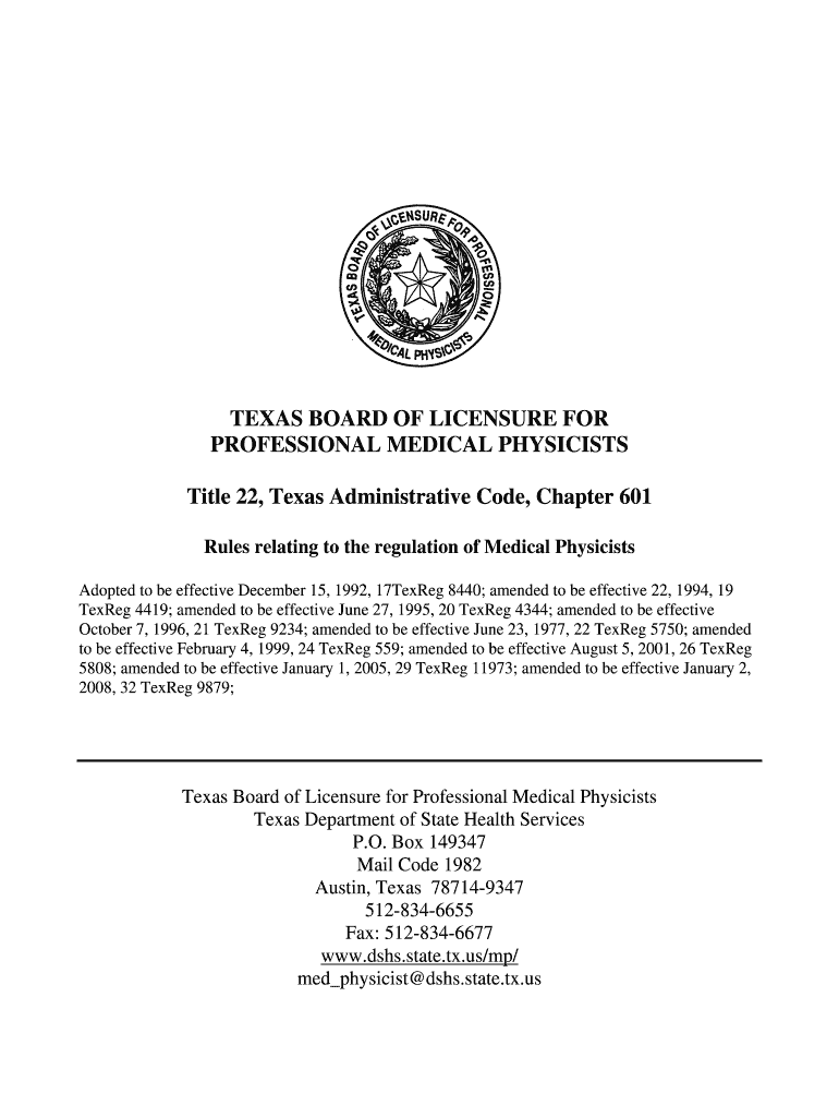 Fillable Online 22 Texas Administrative Code, Chapter 601 Fax Email ...
