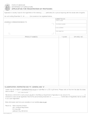 Fillable Online mda missouri Application for Registration of Pesticides - Missouri Department of ...