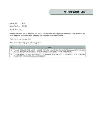 Fillable Online AUTHOR QUERY FORM - SonneMed Fax Email Print - pdfFiller