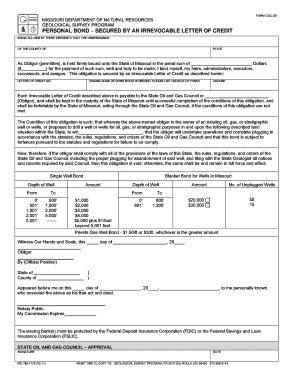 Fillable Online dnr mo Personal Bond, Form--MO 780-1778 - Missouri ...