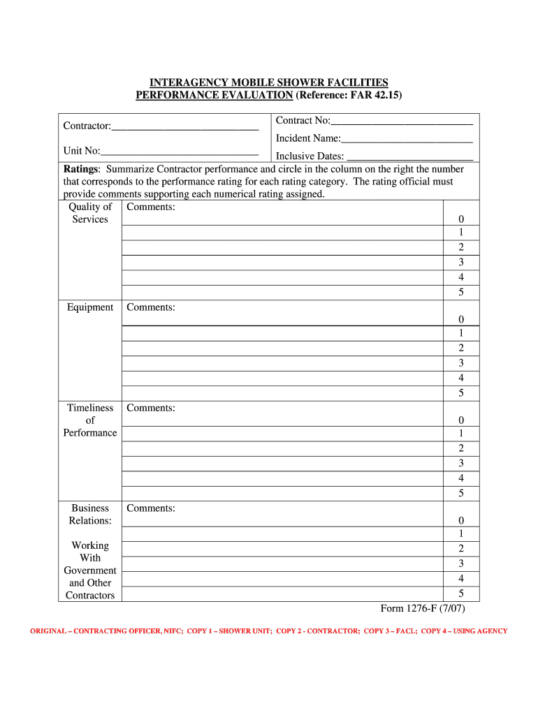 Fillable Online fs fed Shower Performance Evaluation Forms - fs fed Fax ...