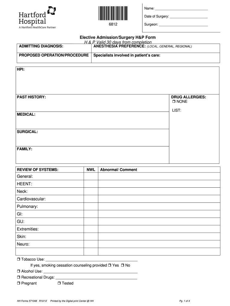 Printable H P Template Fill Online Printable Fillable Blank PdfFiller