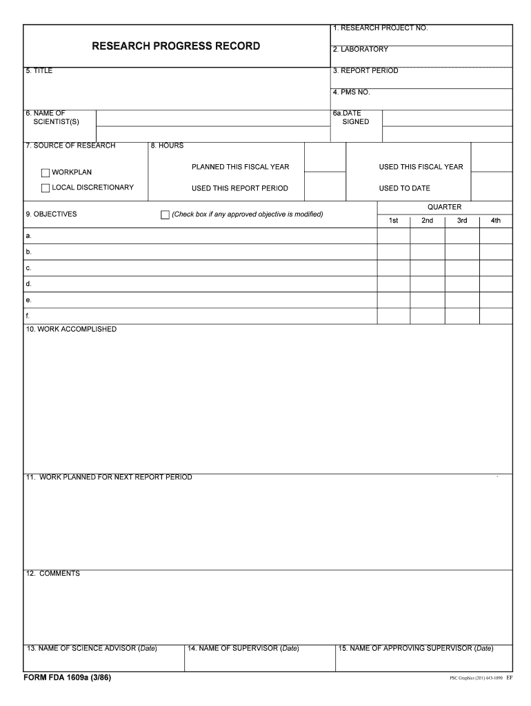 Fillable Online fda RESEARCH PROGRESS RECORD Fax Email Print - pdfFiller