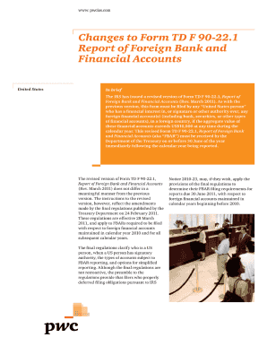 Fillable Online Changes to Form TD F 90-22.1 Report of Foreign Bank and ...