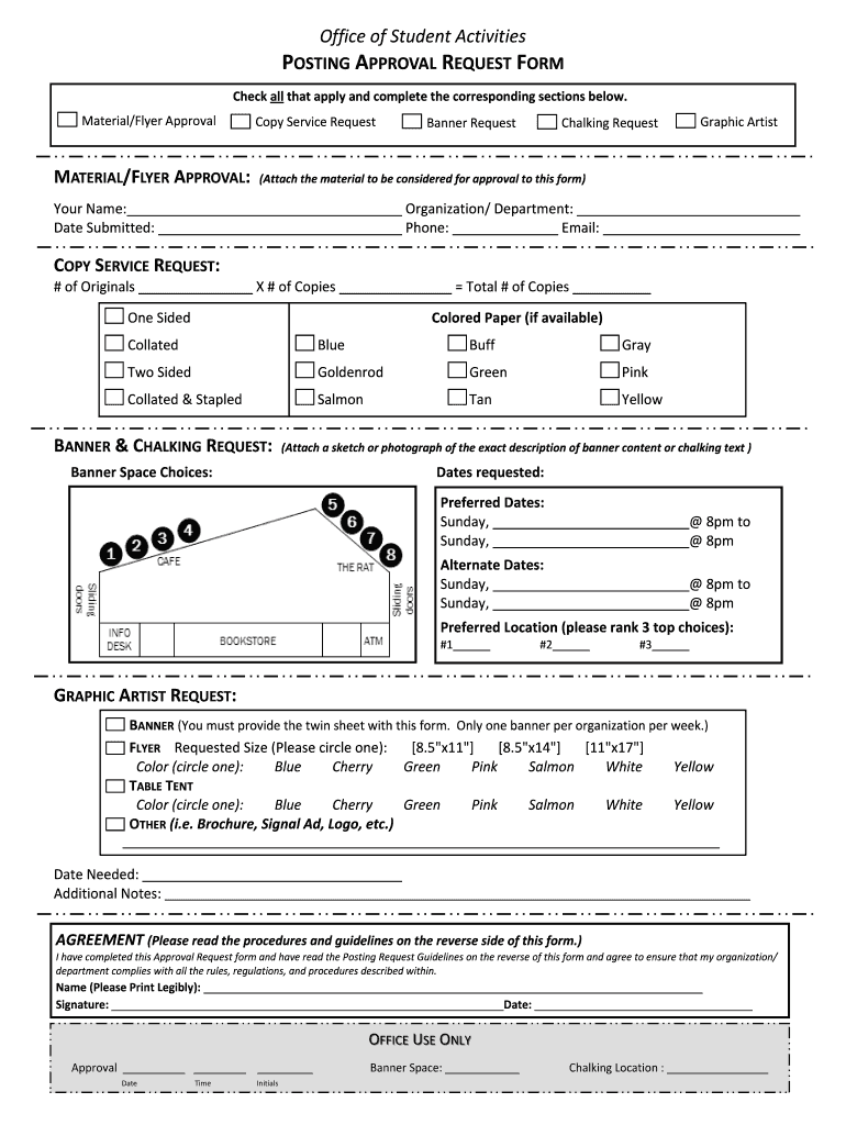 Fillable Online Approval Request Form- version 3 - Office of Student Activities & The ... Fax ...
