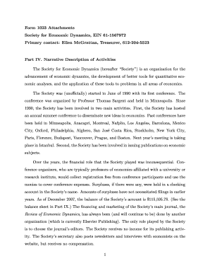 Fillable Online Form 1023 Attachment - Society for Economic Dynamics ...