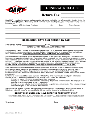 Fillable Online The Release Form - Dart Transit Company Fax Email Print ...