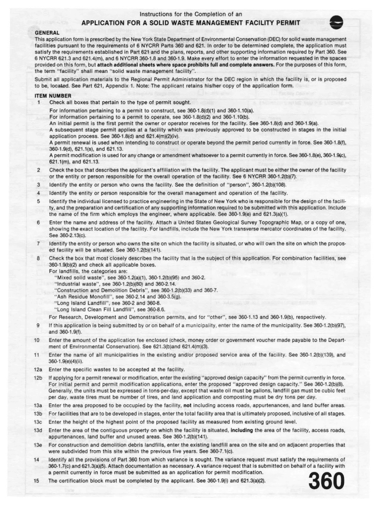 Fillable Online dec ny Solid Waste Management Facility Permit Application ( PDF ) - dec ny Fax ...