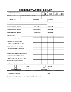 Fillable Online CDC REGISTRATION CHECKLIST - CYSS Korea Fax Email Print ...