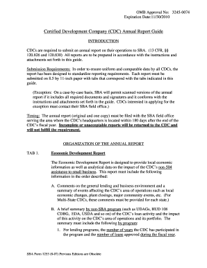 Fillable Online Certified Development Company (CDC) Annual Report Guide ...