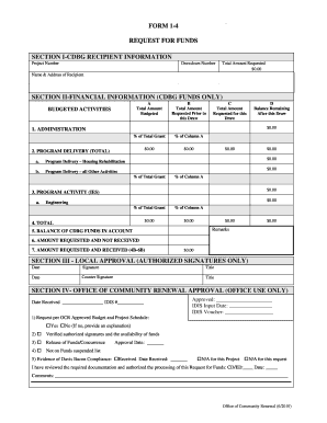 Fillable Online dhcr state ny FORM 1-4 REQUEST FOR FUNDS SECTION I-CDBG ...