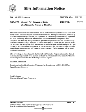 Fillable Online Recovery Act – Increase of Surety Fax Email Print ...