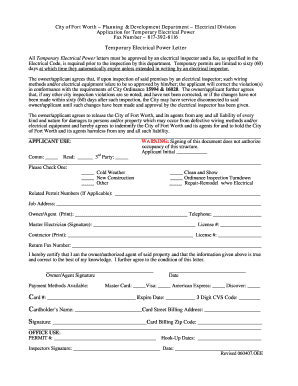 City Of Fort Worth Temporary Power Letter - Fill and Sign Printable ...