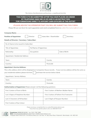 Fillable Online Order Submission Form for Appointing Officers Fax Email ...