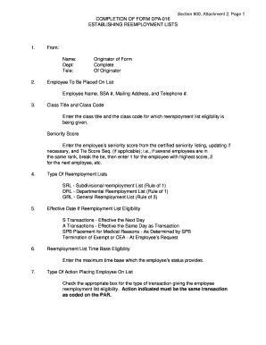 Fillable Online dpa ca COMPLETION OF FORM DPA-016 ESTABLISHING ...