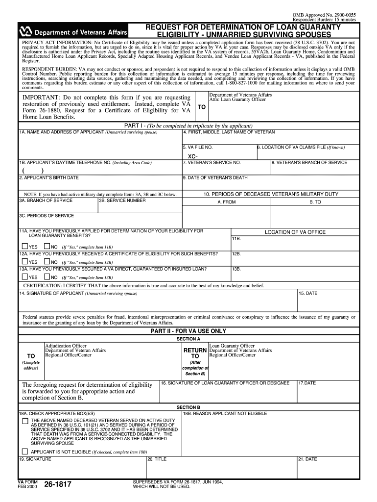 Fillable Online VA Form 26-1817 - Military.com Fax Email Print - pdfFiller