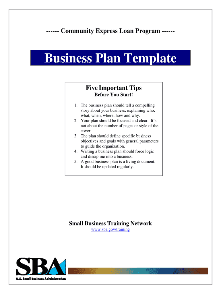 Sba Business Plan Template Fill Online Printable Fillable Blank 