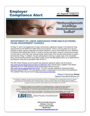 Fillable Online Department of labor announces form 5500 electronic ...
