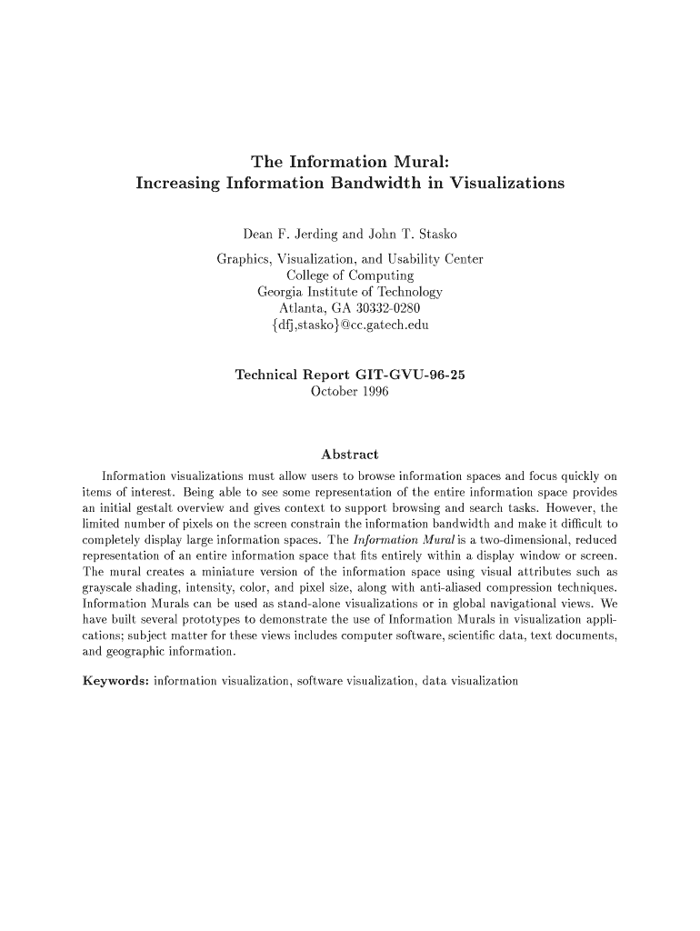 Fillable Online ftp cc gatech The Information Mural: Increasing Information Bandwidth in ...