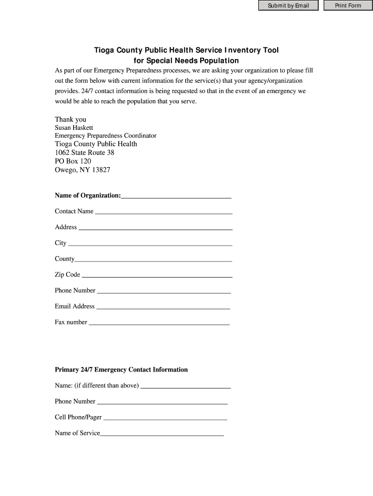 Fillable Online Tioga County Public Health Service Inventory Tool Fax Email Print - pdfFiller