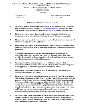 Fillable Online ca2 uscourts second circuit admissions form Fax Email ...