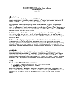 Fillable Online ERC FORTRAN Coding Conventions Fax Email Print - pdfFiller
