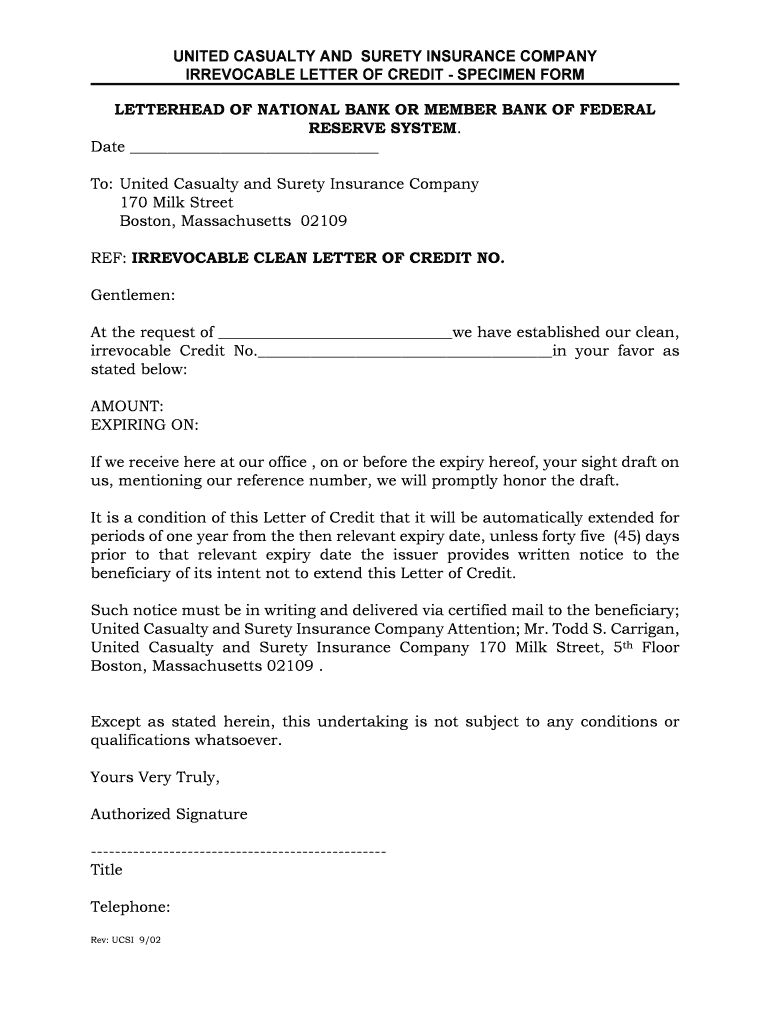 Fillable Online Irrevocable Letter of Credit Fax Email Print - pdfFiller