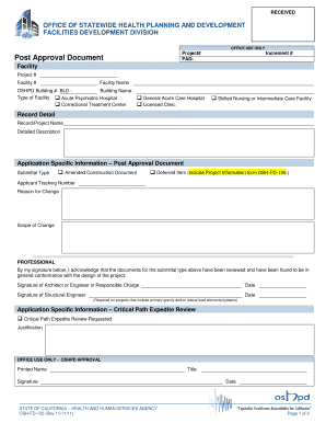Fillable Online oshpd ca Deferred Item (Include Project Information ...