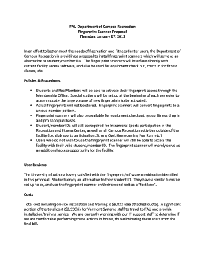 Fillable Online FAU Department of Campus Recreation Fingerprint Scanner ...