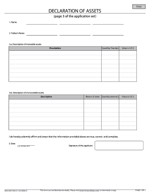 Fillable Online Declaration of Assets Application Fax Email Print ...