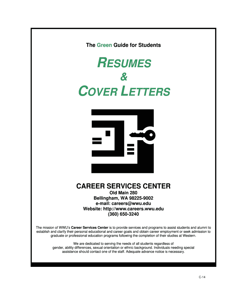 Fillable Online wwu RESUMES & COVER LETTERS - Western Washington ...