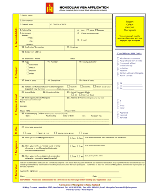 Fillable Online Mongolian Visa Application Form Fax Email Print - pdfFiller
