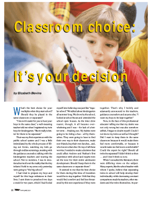 Fillable Online Classroom choice: It's your decision Classroom ...