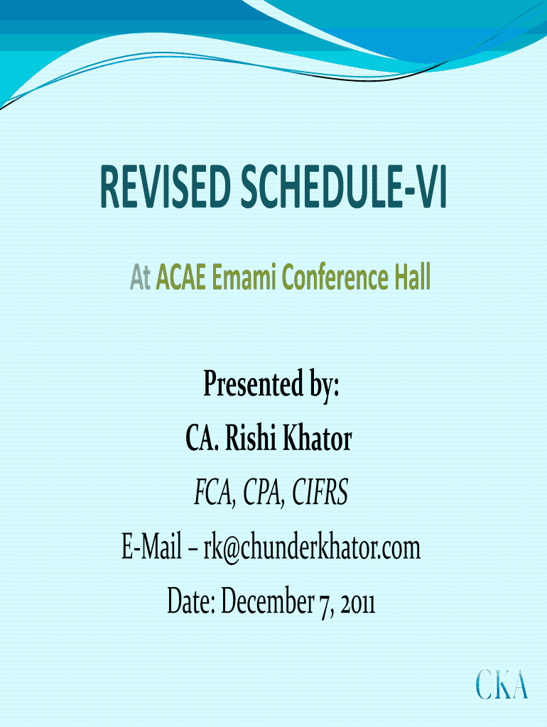 Fillable Online Revised Schedule VI Overview Fax Email Print - pdfFiller