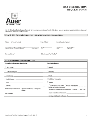Fillable Online HSA DISTRIBUTION REQUEST FORM Fax Email Print - pdfFiller