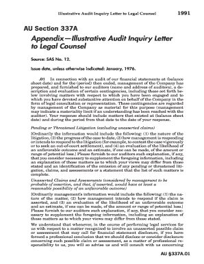 Fillable Online Illustrative Audit Inquiry Letter to Legal Counsel Fax ...