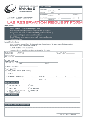 Fillable Online ASC Lab Reservation Request Form Fax Email Print - pdfFiller