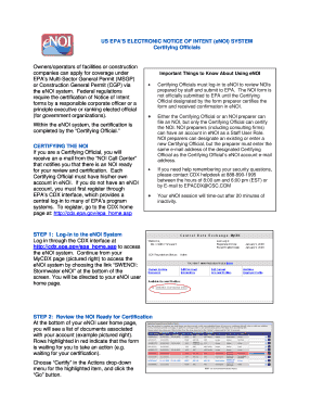 Fillable Online mcet US EPA'S ELECTRONIC NOTICE OF INTENT (eNOI) SYSTEM ...