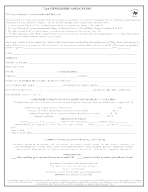Fillable Online texasauctioneers TAA MEMBERSHIP APPLICATION - Texas ...