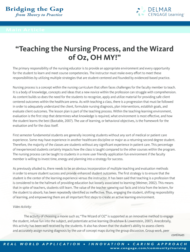 Fillable Online wizard of oz nursing process Fax Email Print - pdfFiller