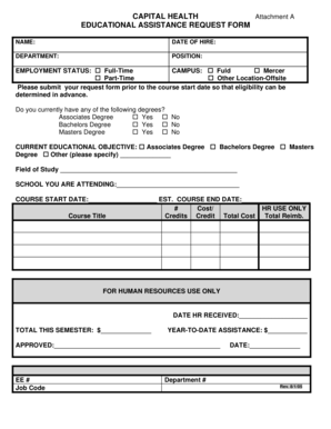 Fillable Online CAPITAL HEALTH EDUCATIONAL ASSISTANCE REQUEST Fax Email ...